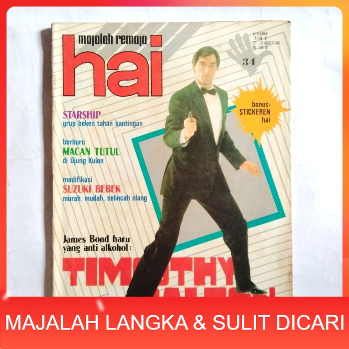 Jual Majalah HAI No.34 Agu 1987 Cover TIMOTHY DALTON Langka | Shopee Indonesia