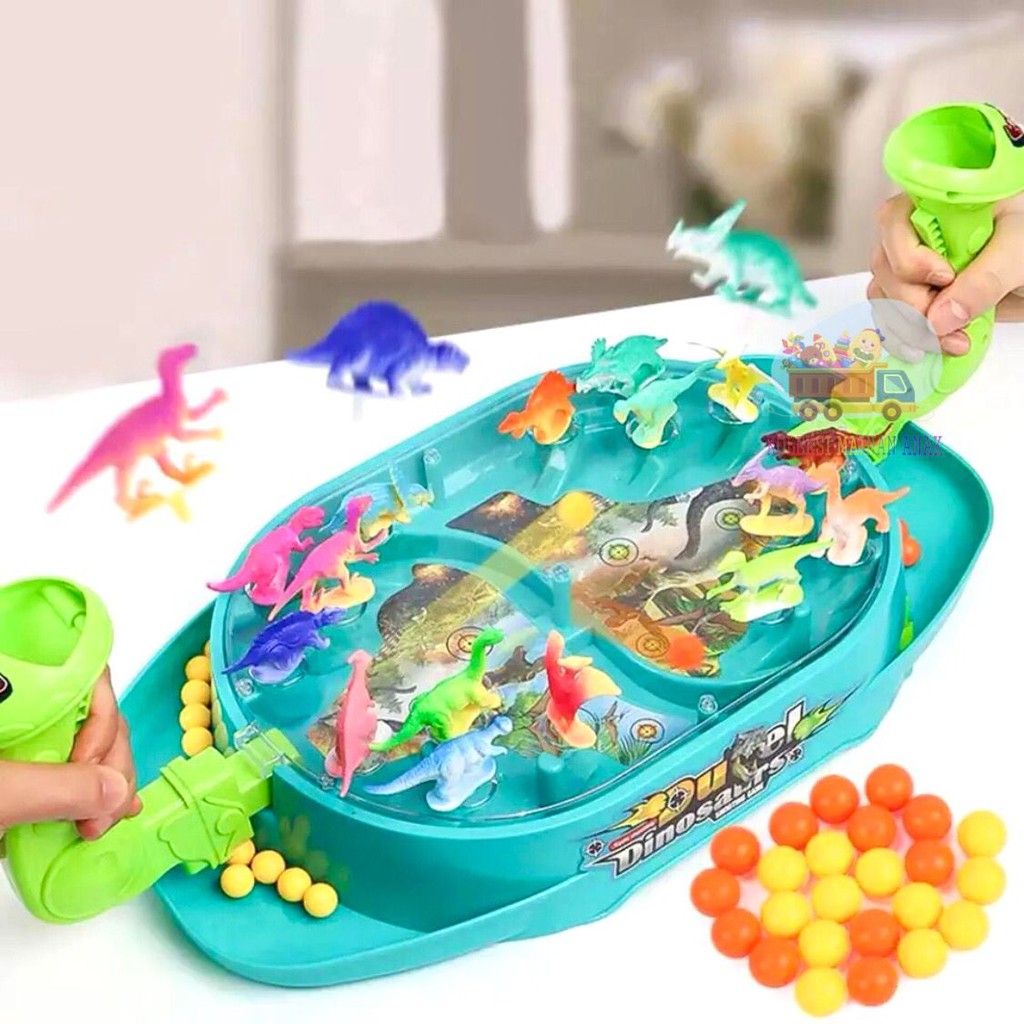 Jual Mainan dinosaurus board games anak duel tembak dino karet battle ...