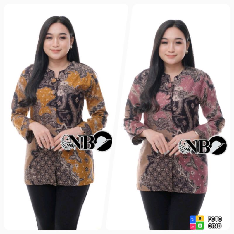 Jual Baju batik wanita lengan panjang kancing depan LD 120 tersedia ...