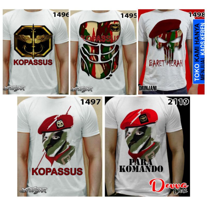Jual Kaos baju / sablon satuan / army / kopassus / baret merah ...