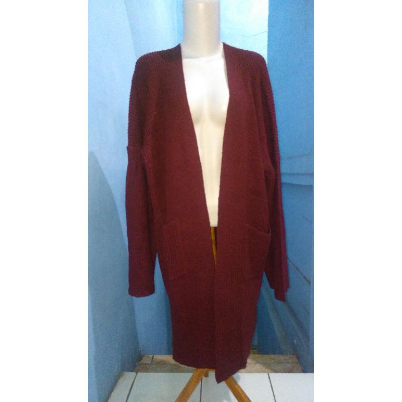 Jual Outer Rajut panjang Merah | Shopee Indonesia