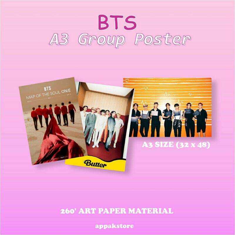 Jual Poster BTS A3 / foto GRUP (BACA DESKRIPSI) | Shopee Indonesia