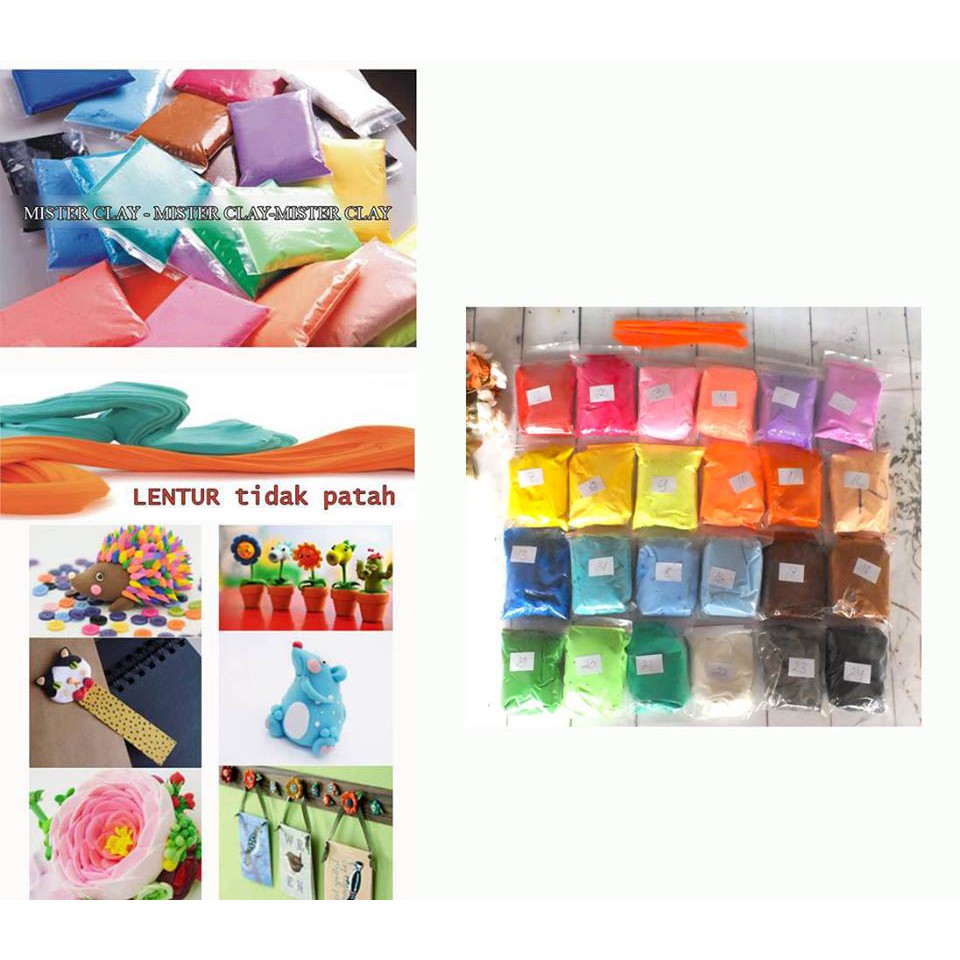 Jual AIR DRY CLAY PAKETAN 24 Warna ( jumping/soft clay) jual bahan clay ...