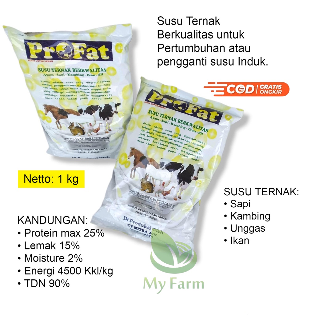 Jual Profat 1 Kg Susu Ternak Untuk Sapi Kambing Unggas Ikan Dan Segala ...