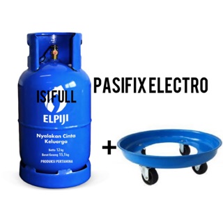 Jual tabung gas elpiji 12 kg + tatakan roda gas biru | Shopee Indonesia