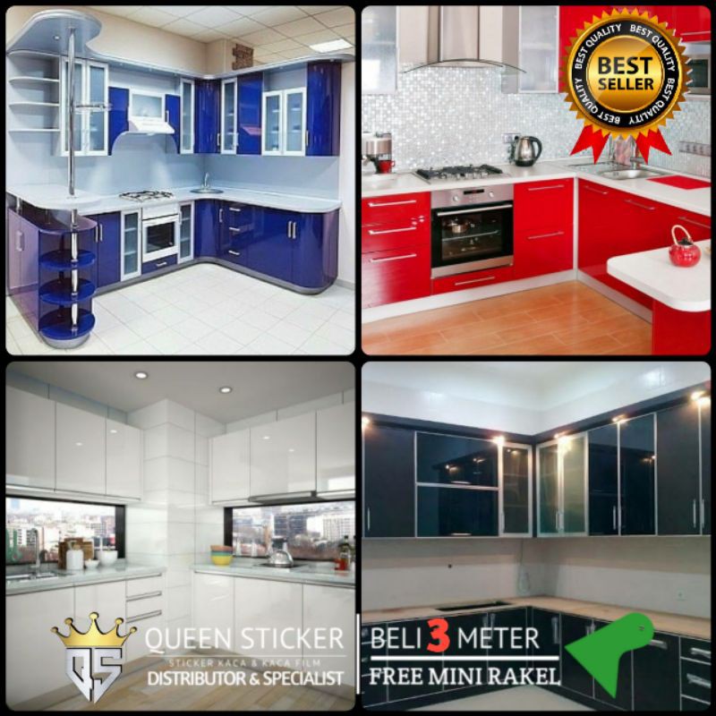 Jual Wall Sticker / Wallpaper Stiker Lemari Meja Dapur Polos Warna Biru ...