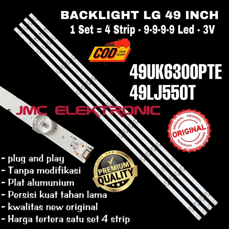 Jual BACKLIGHT TV LED LG 49 INC 49UK6300 49LJ550 T 49UK6300PTE 49LJ550T 49UK 6300 49LJ 550 9K 3V ...