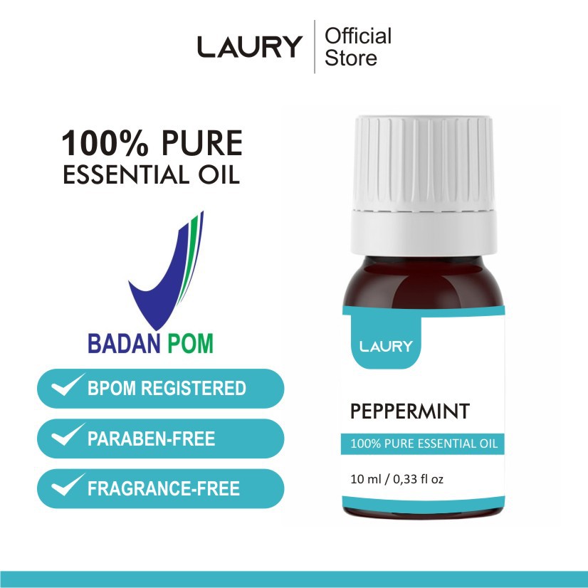 Laury Peppermint Essential Oil BPOM 100% Murni Minyak Atsiri Esensial Aromaterapi Diffuser ...