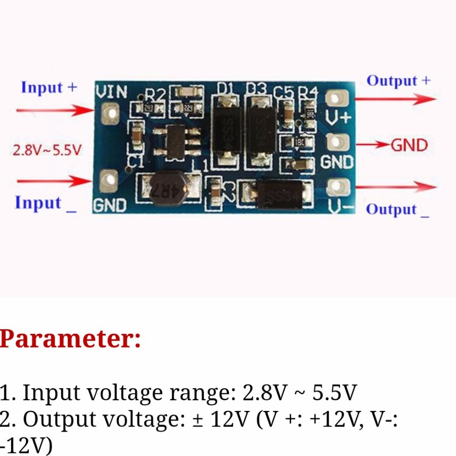 Jual Module Power Supply Step up 3V 5V to 12V CT Simetris 50mA for Op ...