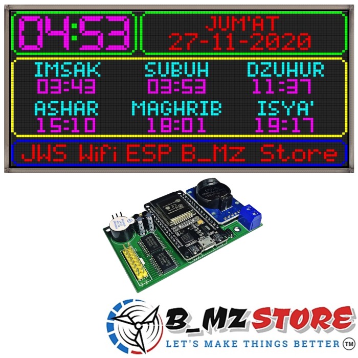 Jual Kontroller - Controller JWS - Jam Sholat Wifi Murah 4 Panel P5 RGB ...