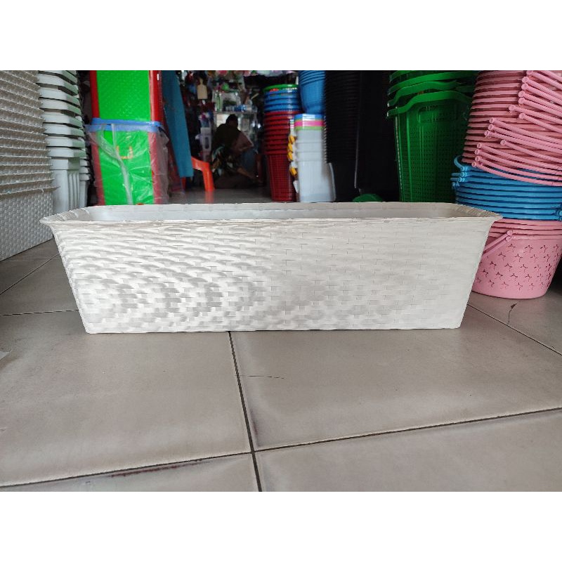Jual POT PANJANG 60 CM POT ROTAN CJP 60 CM POT PERSEGI PANJANG PUTIH ...