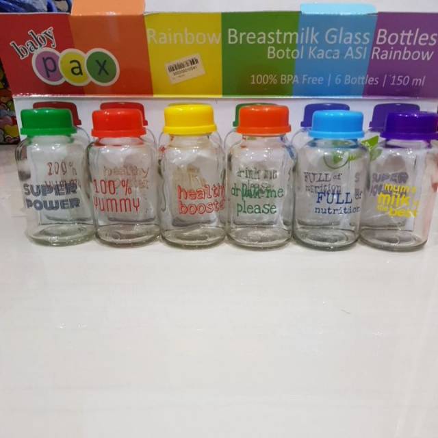 Jual Botol kaca asi rainbow baby pax (preloved) | Shopee Indonesia
