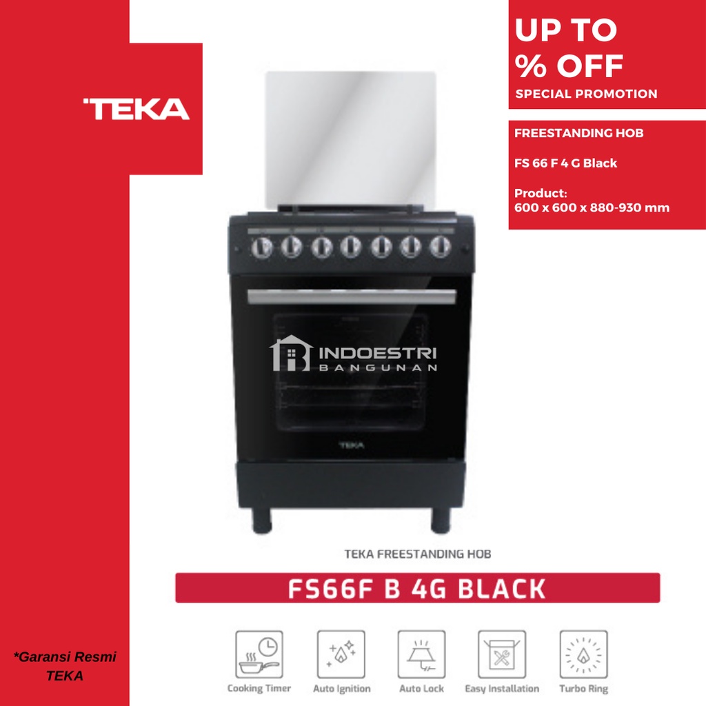 Jual Kompor Freestanding Teka FS66F 4G BLACK / Freestanding Teka FS66F ...