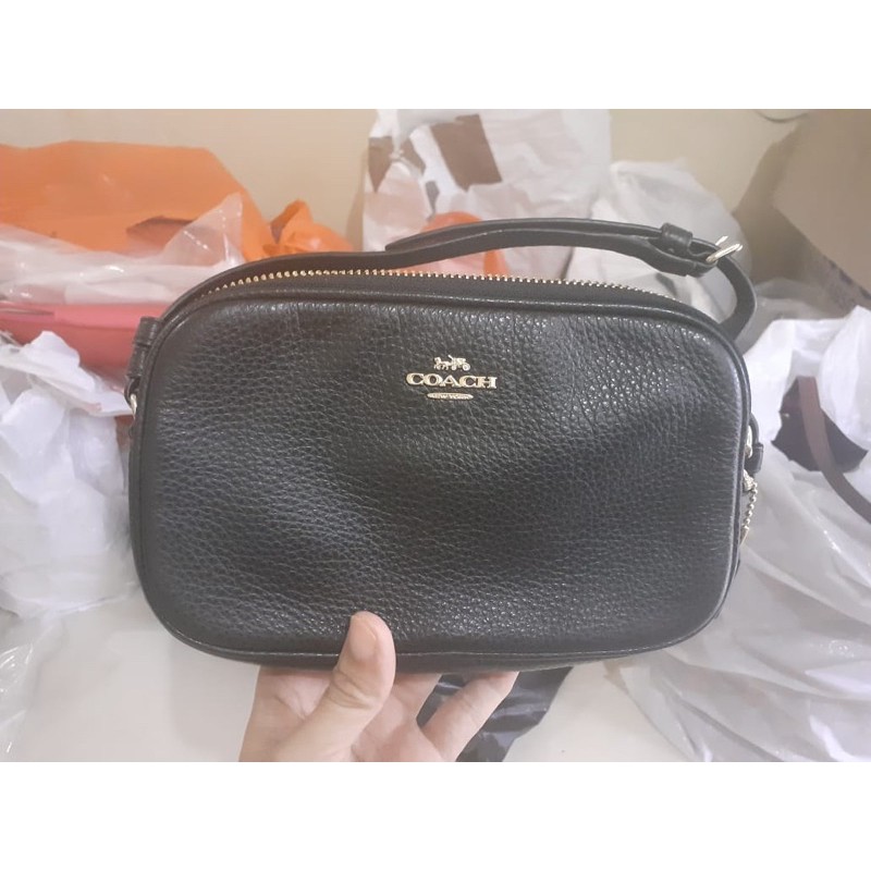 Jual coach double zipper crossbody black | Shopee Indonesia