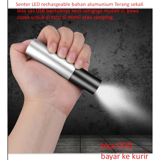 Jual Senter LED rechargeable bahan alumunium Terang sekali bisa cas USB ...