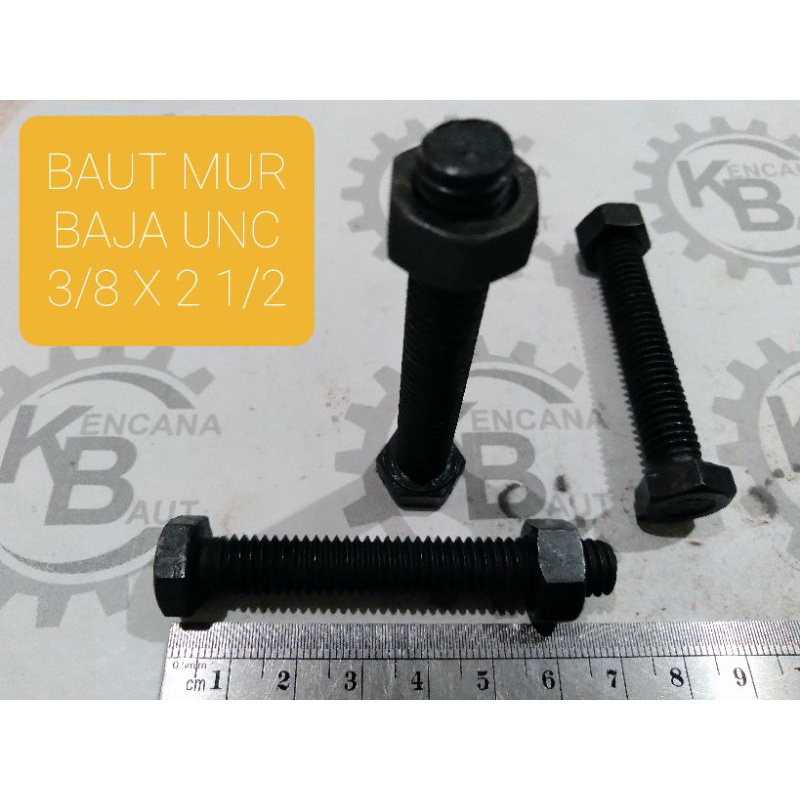 Jual BAUT BAJA UNC 3/8 X 2 1/2" / BAUT HITAM NC 3/8 X 2 1/2" KUNCI 14 | Shopee Indonesia
