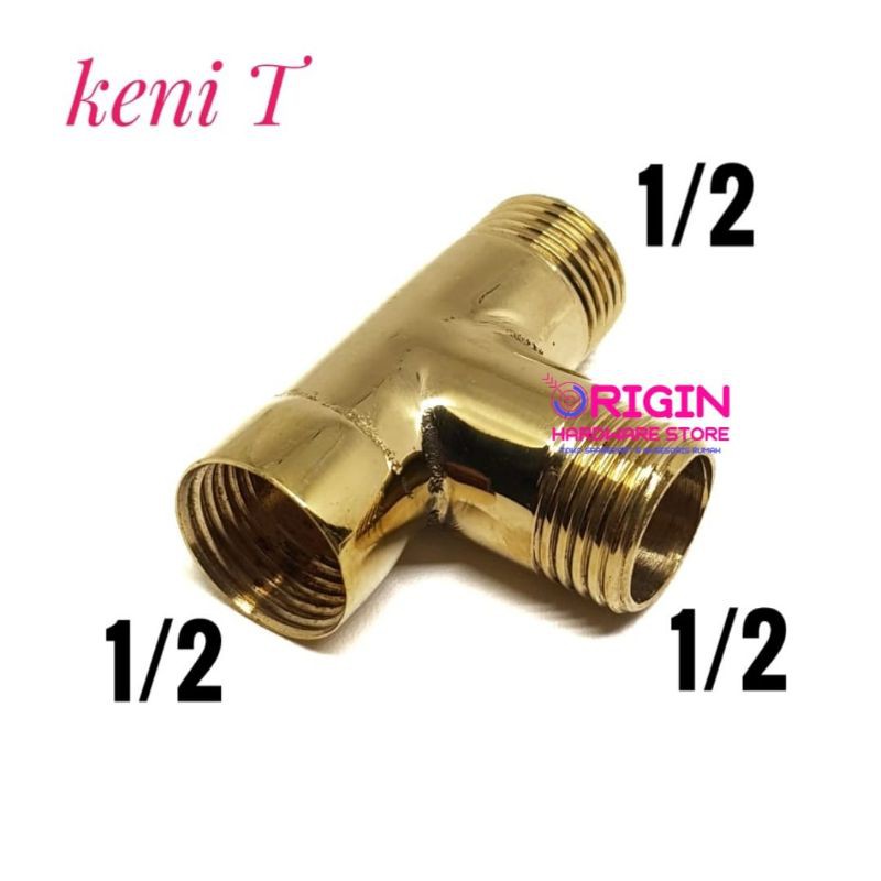 Jual Keni T Shower 1/2 Inch KUNINGAN/Nepel Sambungan Pipa/Air/Kran/Knee ...