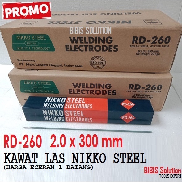 Jual Kawat Las Nikko Steel RD 260 Welding Elektrodes 2.0mm 30cm Satuan 1 Batang 1 Pcs | Shopee ...