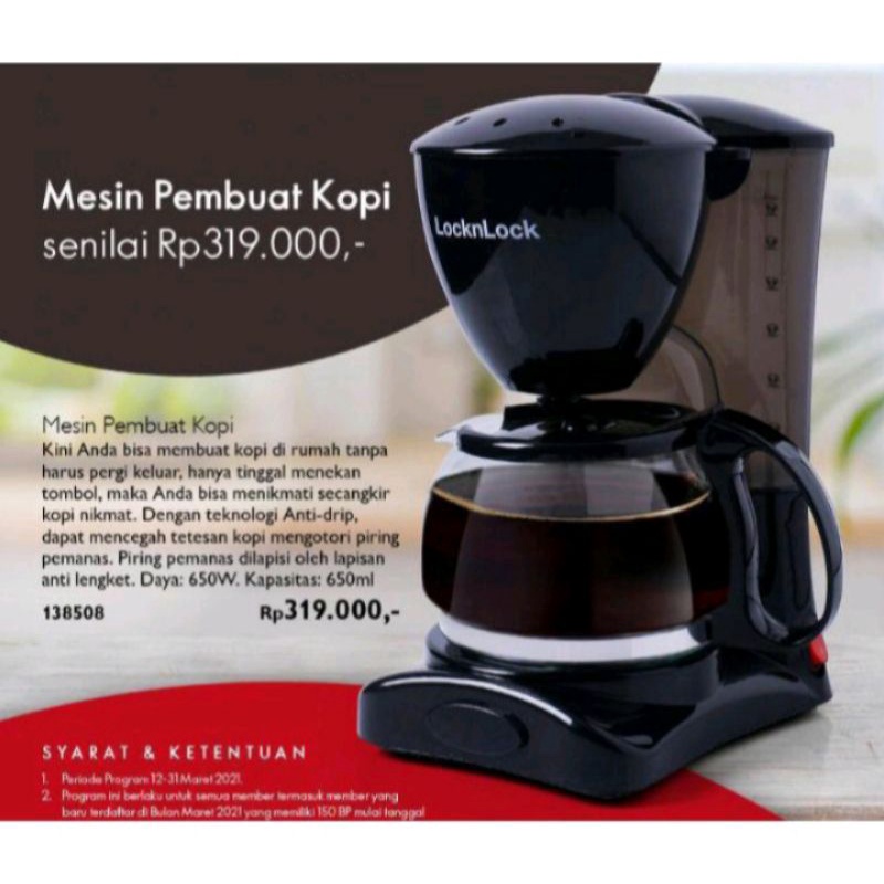 Jual mesin pembuat kopi lock n lock Indonesia|Shopee Indonesia