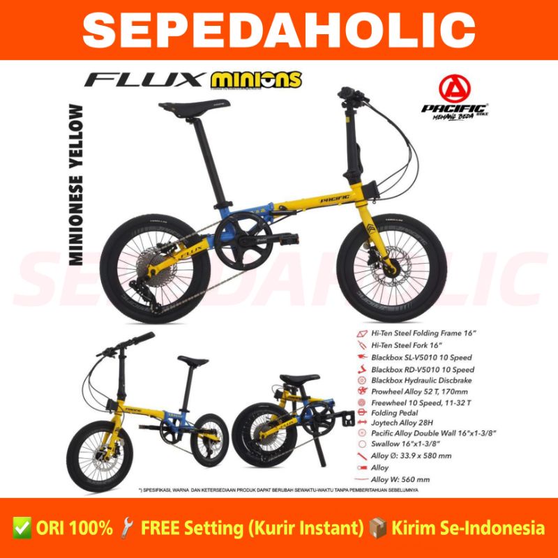 Jual Sepeda Lipat PACIFIC FLUX MINIONS 16 Inch 10 Speed Rem Hidrolik ...