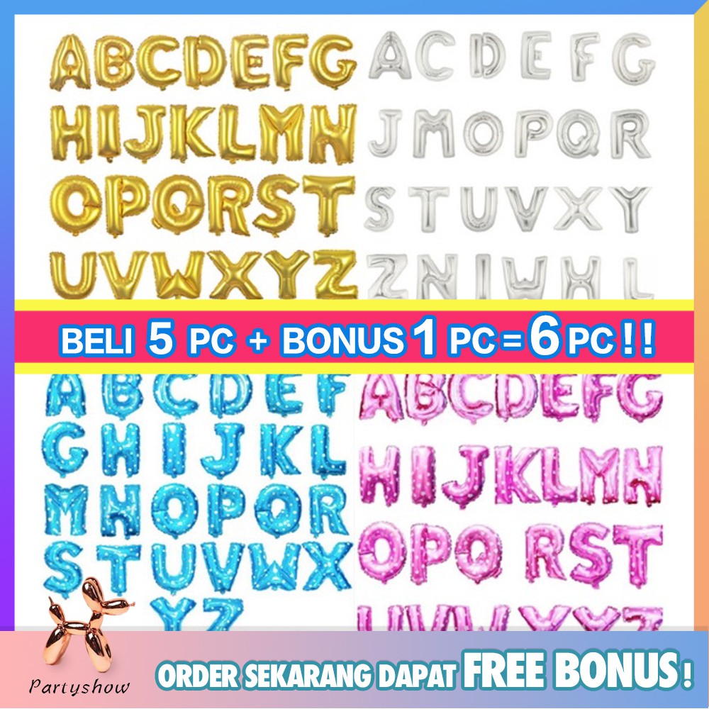 REQUEST HURUF!!! 40 cm Balon Nama ulang tahun foil huruf abjad (CARA ...