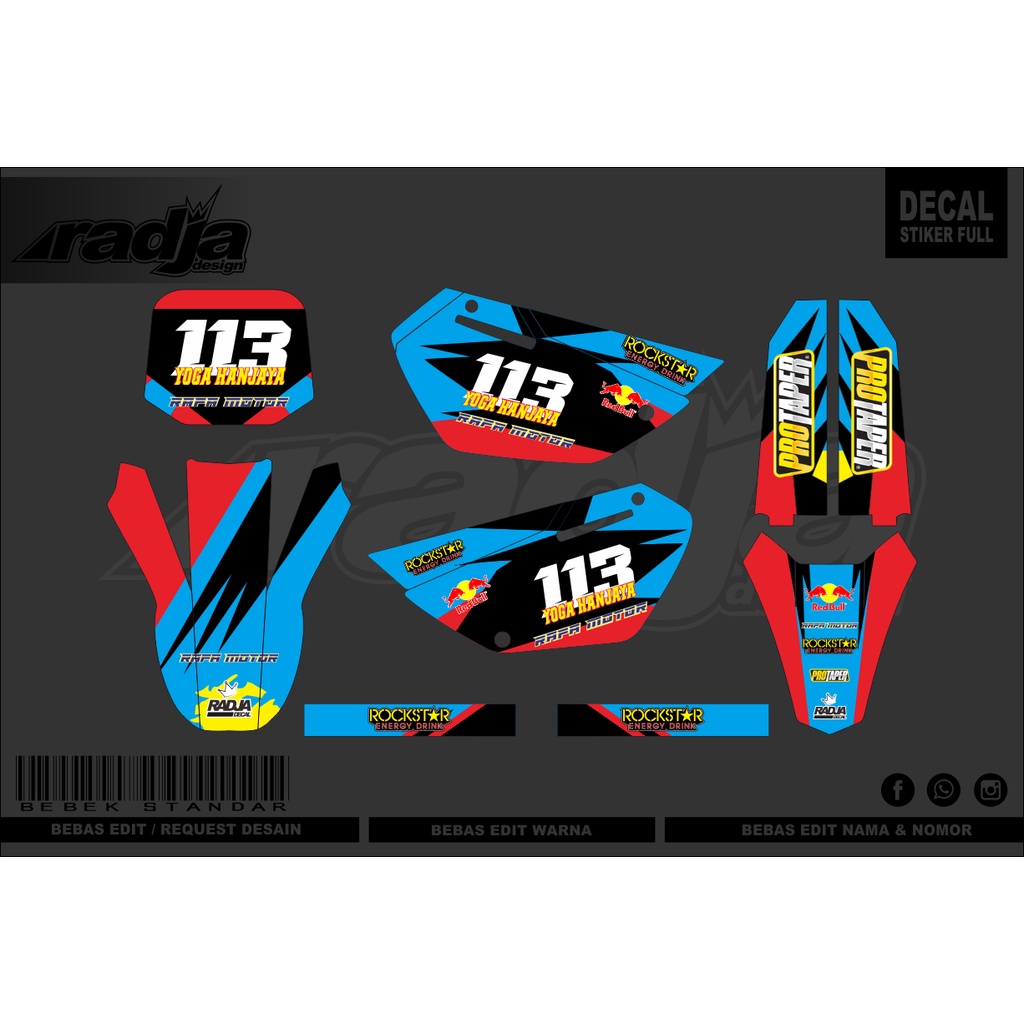 Jual DECAL STICKER BEBEK STANDAR (001) DEKAL STIKER GTX YZ LAMA HITAM ...