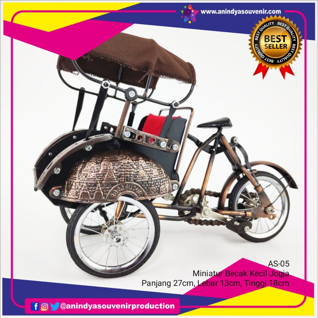 Jual Miniatur Becak Mini Model Ciri Khas Jogja | Shopee Indonesia