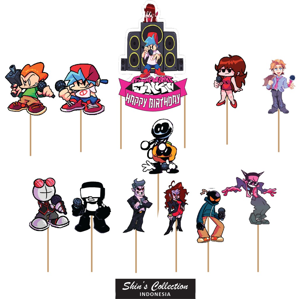Jual Cake topper Friday Night Funkin 1 set isi 12 pcs Indonesia|Shopee ...
