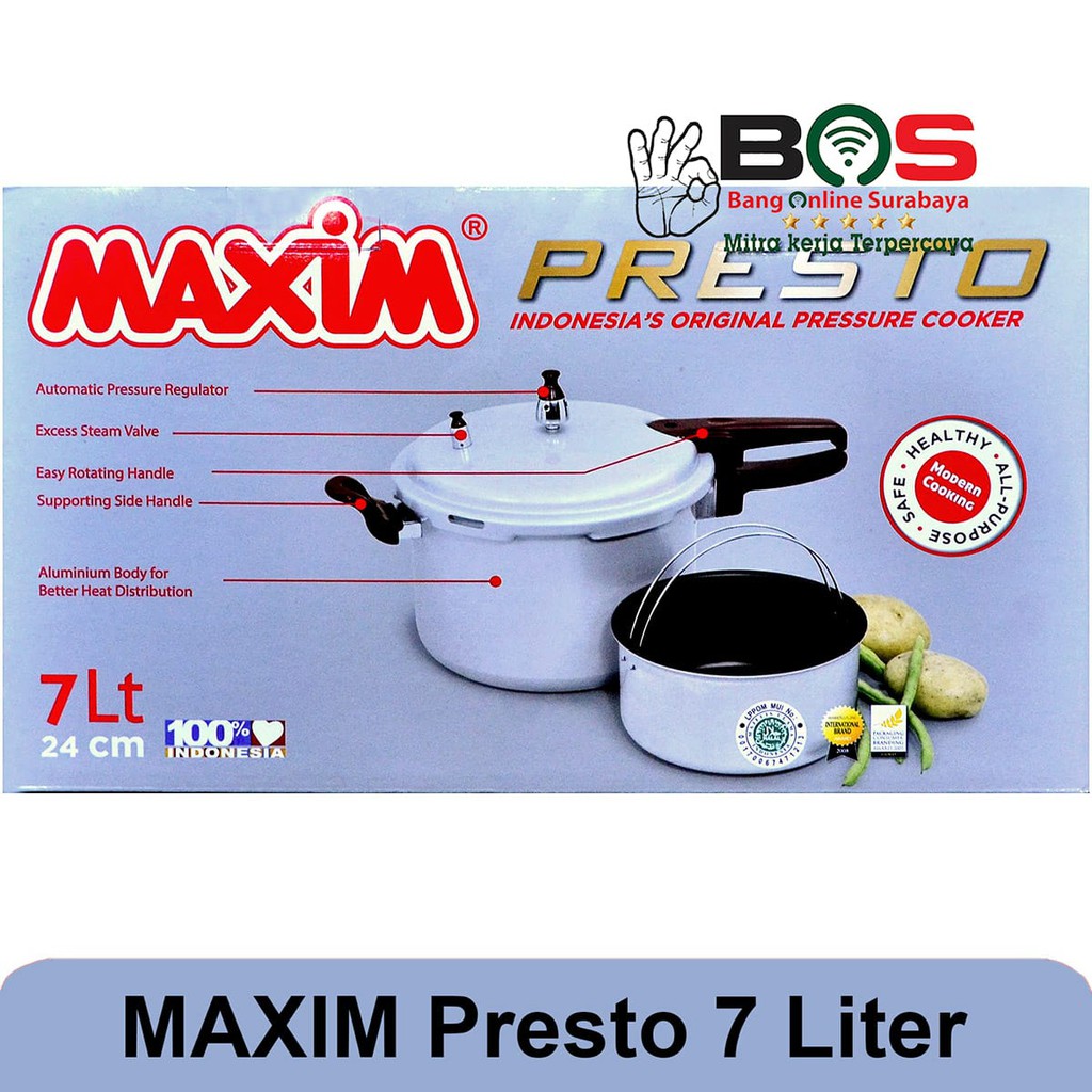 Jual Panci Presto Maxim 7 Liter Diameter 24CM Pressure Cooker Maxim 7 Liter | Shopee Indonesia