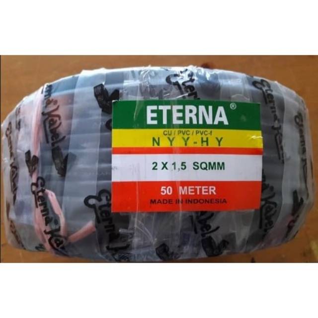 Jual KABEL SERABUT ETERNA 2x1.5 KABEL LISTRIK ISI 2 SERABUT PANJANG 1 ROL = 50 METER | Shopee ...