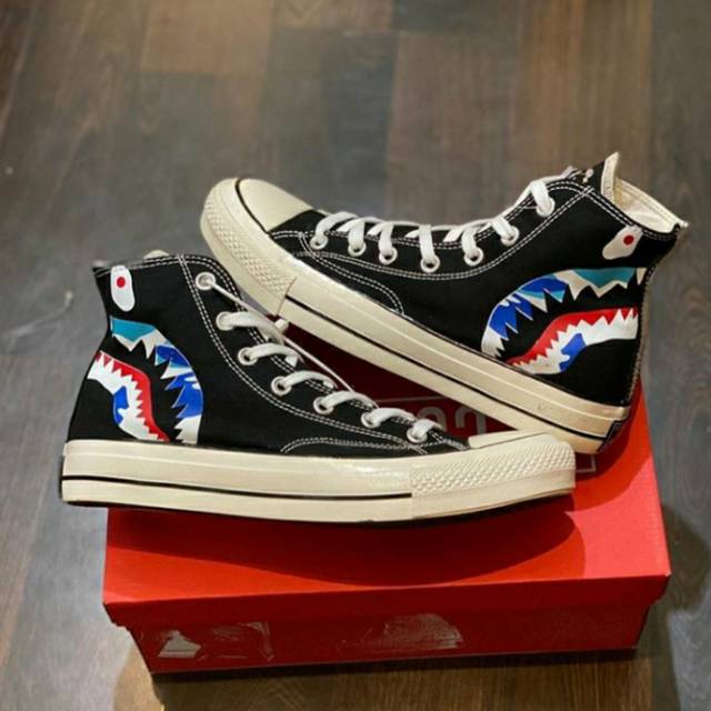 Jual CONVERSE X BAPE 70S HIGH IMPORT (mengkilap) | Shopee Indonesia