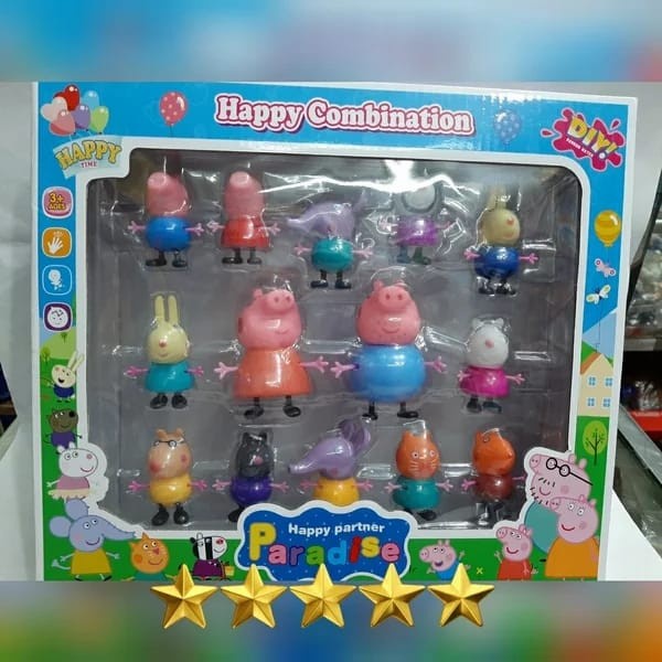Jual toys Figure Set Cake Topper Peppa Peppa pig Figure 14 Pcs 1 ...