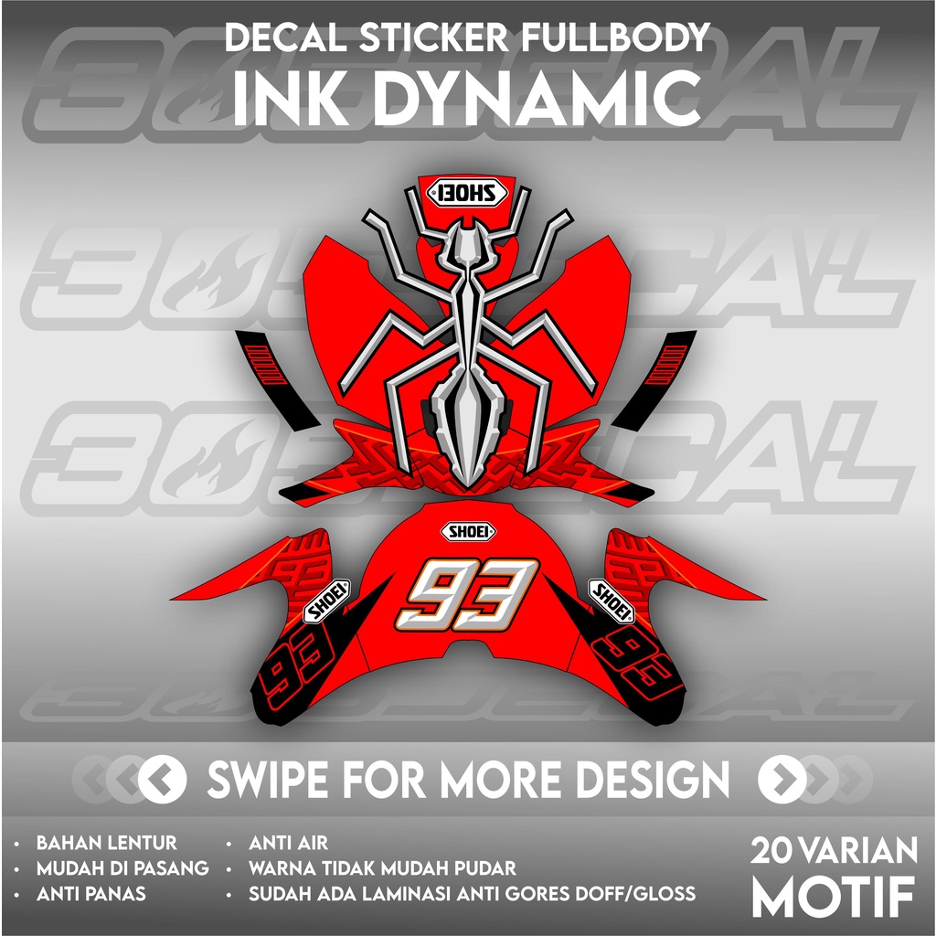 Jual Sticker decal helm INK DYNAMIC Size S,M,L motif Marques Red ant 93 ...
