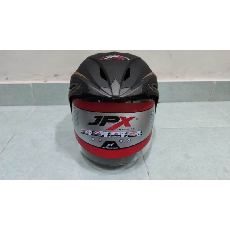 Jual Helm JPX Supreme 2 Black Doff Gold Double Visor SNI Murah Simple Elegan Modern Helmet ...