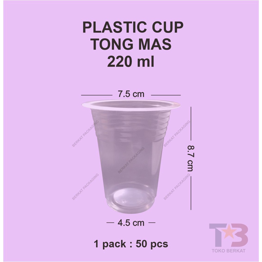 Jual Cup Plastik 220 ml Merk Tong Mas isi 50 pcs /Cup Aqua 220 ml | Shopee Indonesia