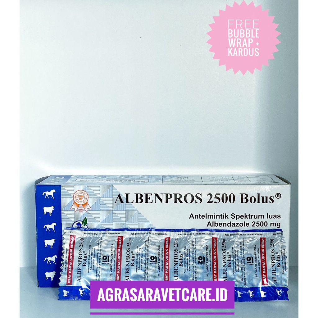 Jual ALBENPROS 2500 BOLUS HARGA 1 bolus- OBAT CACING BOLUS rasa ...