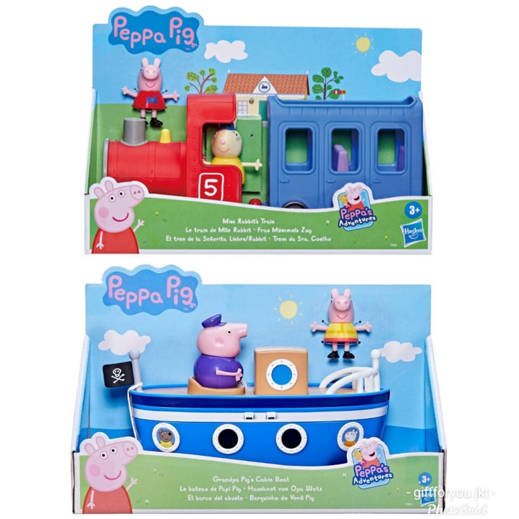 Jual Peppa Pig Miss Rabbits Train Grandpa Pig's Cabin Boat Figure Toy ...