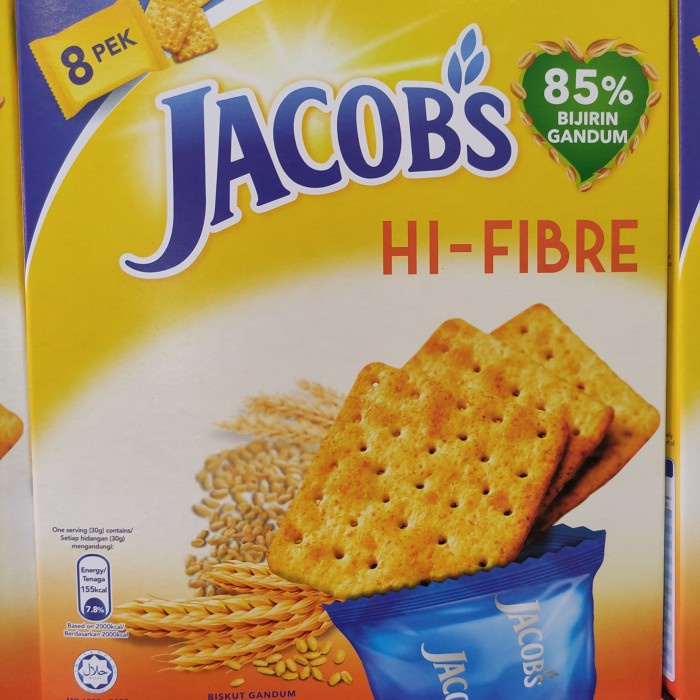 Jual JACOBS HI-FIBRE Biskuit gandum 85% Bijirin Gandum 209gram(8pack ...