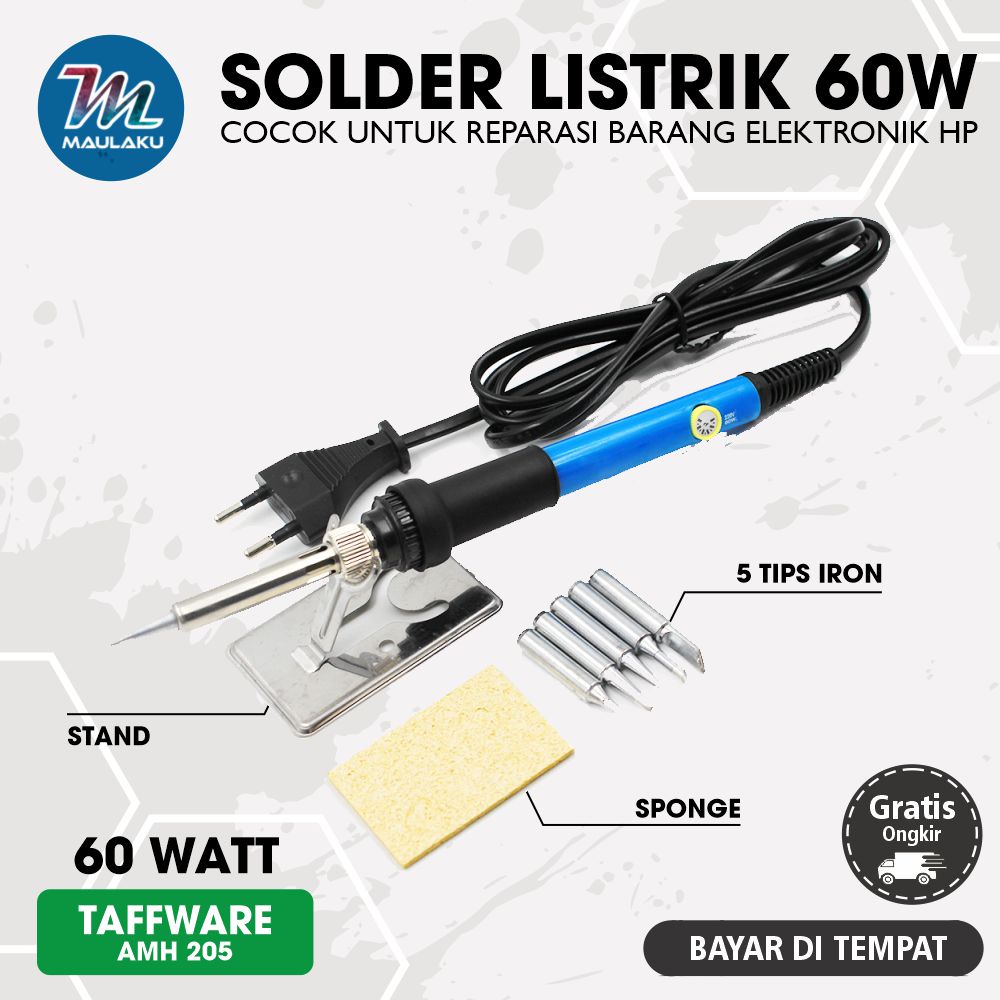 Jual Solder Listrik 60 Watt Adjustable Temperature Pengatur Suhu Set Lengkap | Shopee Indonesia