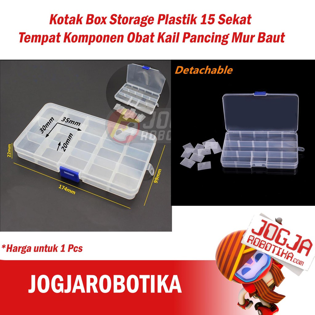 Jual Kotak Box Storage Plastik 15 Sekat Tempat Komponen Obat Kail Pancing Mur Baut | Shopee ...