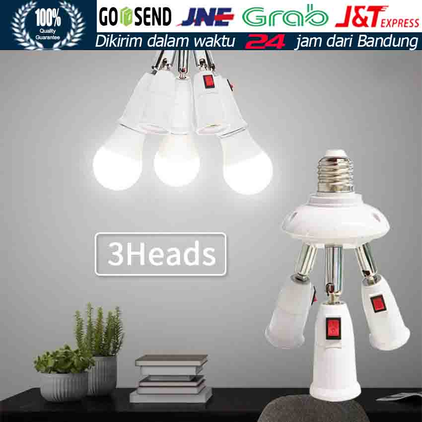 Jual Adaptor Socket Lampu Cabang E27 to 3 E27 Splitter Adapter Bulb ...