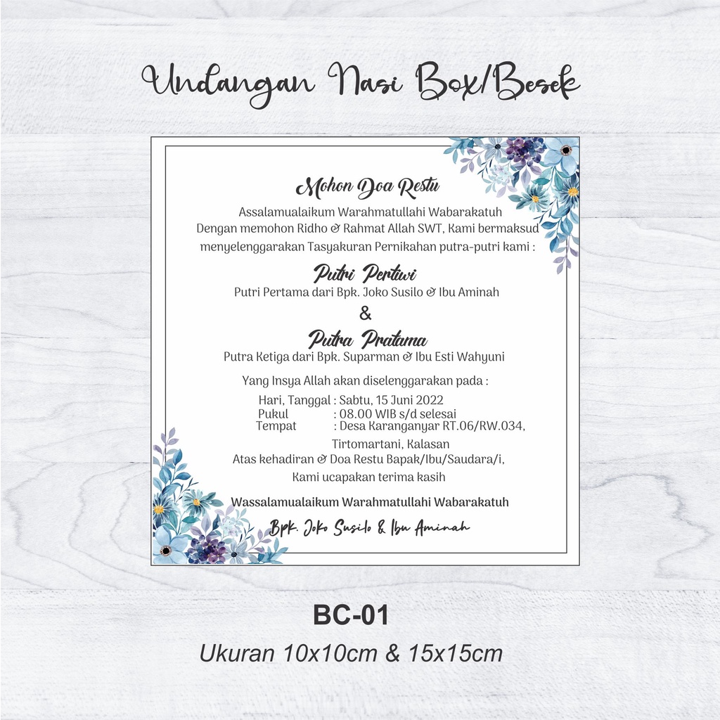 Jual (WARNA) Undangan Besek / Undangan Nasi Box / Undangan Tasyakuran ...