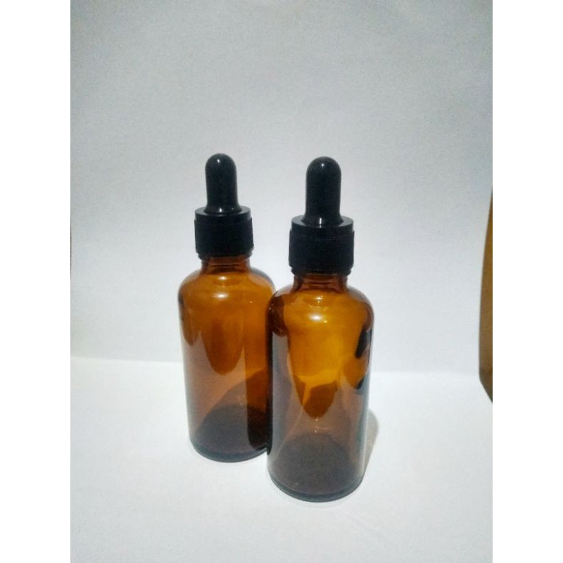 Jual botol kaca amber coklat tebal 50ml pipet hitam Indonesia|Shopee ...