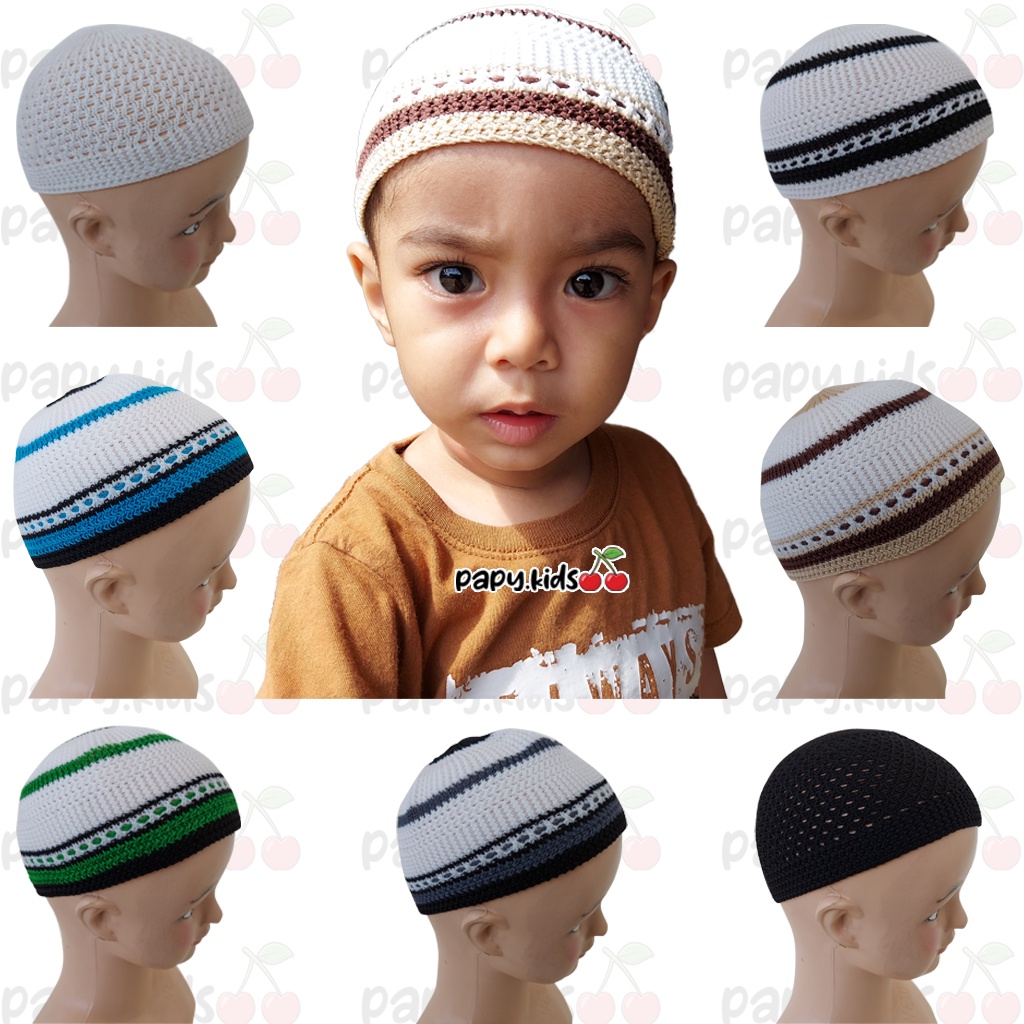 Jual peci rajut anak LMH8 / Topi muslim / Kopiah anak | Shopee Indonesia