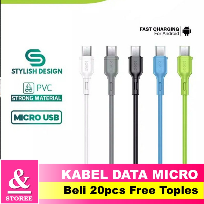 Jual Kabel Data Micro RBM100 USB 2A 100Cm Murah ROBOT Cable Data Bulat ...