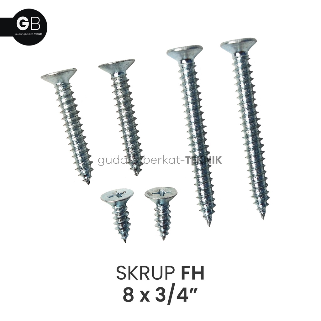 Jual (100 PCS) SKRUP FH 8 x 3/4" (2 CM) TAPPING SCREW / SEKRUP KEPALA ...