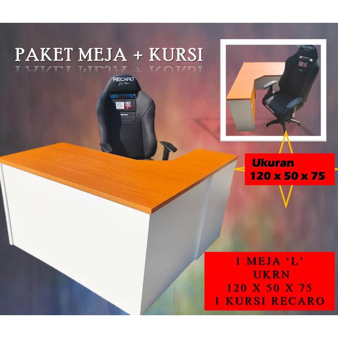 Jual Promo Paket Meja Kerja L, Ready Stock, Kursi Gaming Full Rangka ...
