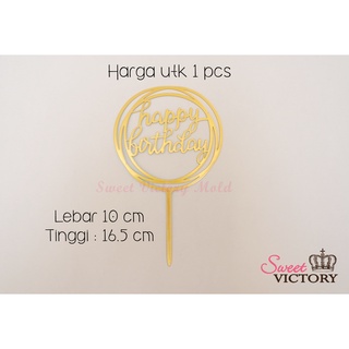 Jual Cake Topper Happy Birthday HBD Model Bulat Hiasan Kue CT-HBD2 ...