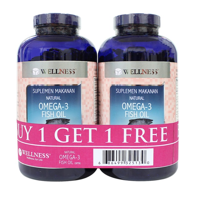 Wellness Omega 3 Fish Oil Original Buy 1 Get 1 ( 2 botol x 75 kapsul ...