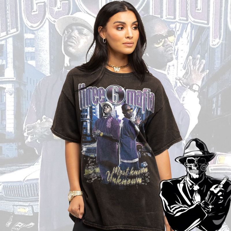 Jual Three 6 Mafia Vintage Wash Rap Tee/Kaos Musik Rapper Three 6 Mafia ...